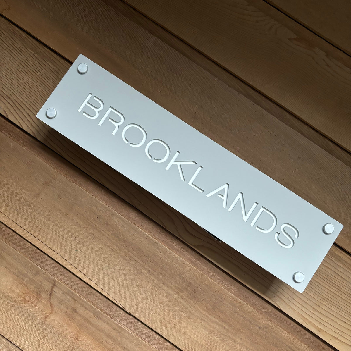 Contemporary Rectangular Laser Cut House or Office Name Sign 40 cm x 10 ...