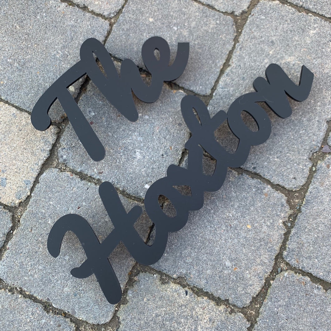 Modern House Name Word Sign | Unique Floating Script Handwriting Words ...