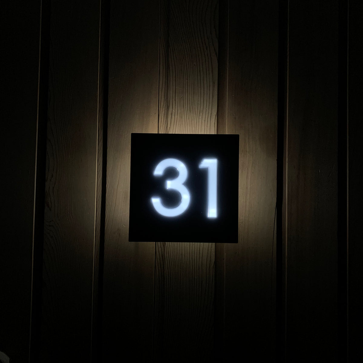 Illuminated LED Modern 3D Number Sign - Backlit Square House Sign ...