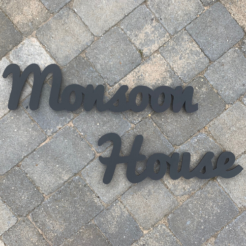 Modern House Name Word Sign | Unique Floating Script Handwriting Words ...